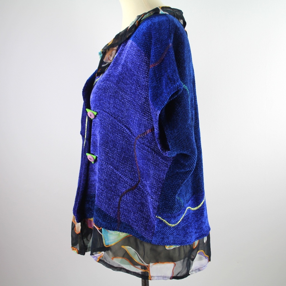Anne & Bill Howson Art To Wear Royal Blue Chenille Sw… - Gem